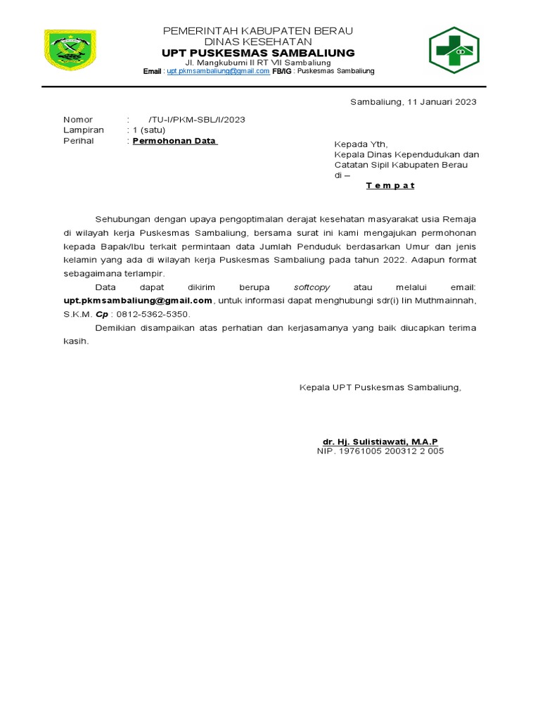 Surat Permohonan Data 2023 | PDF