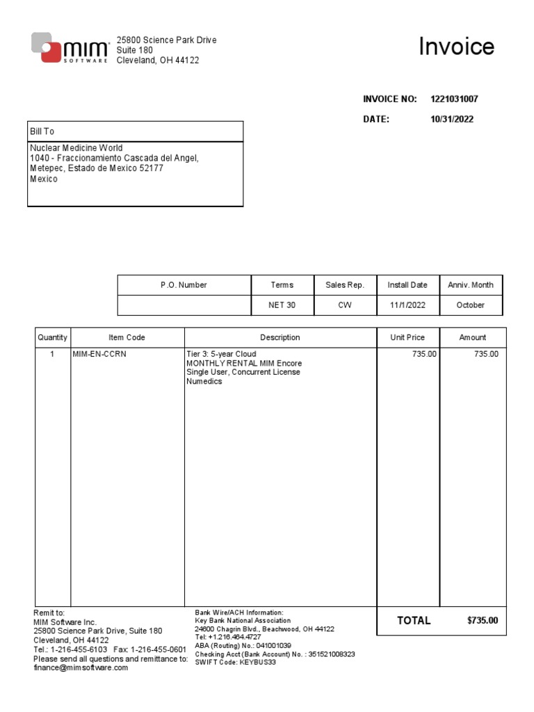 Invoice for MIM Software Services | PDF