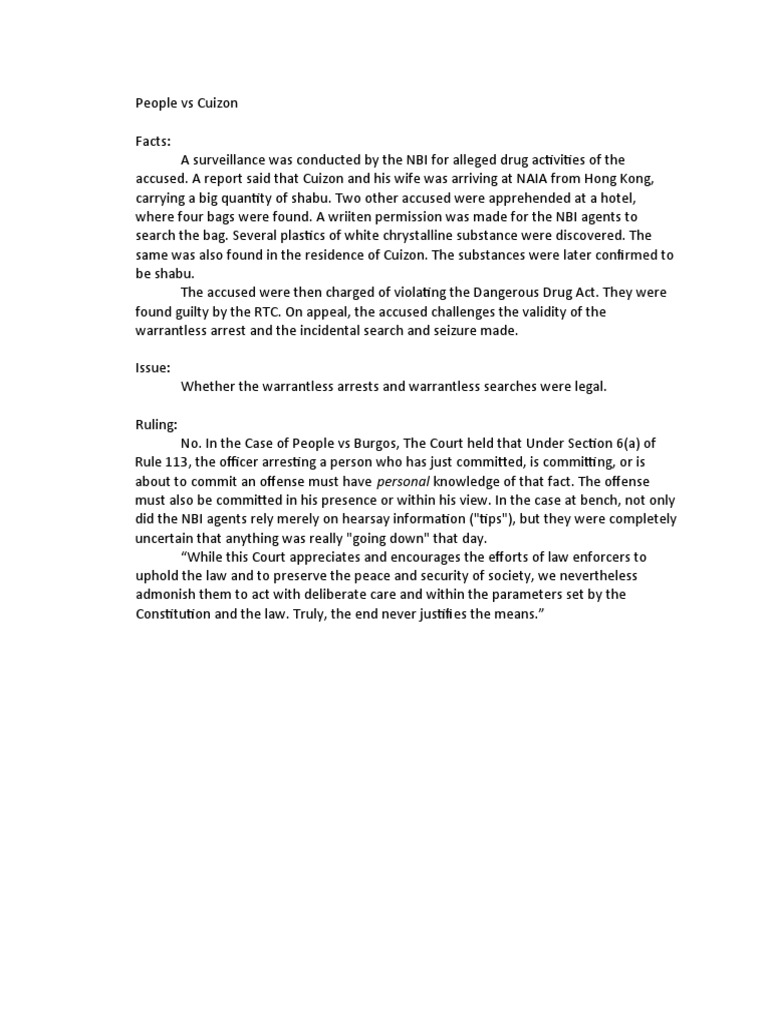 People Vs Cuizon - Case Digest | PDF