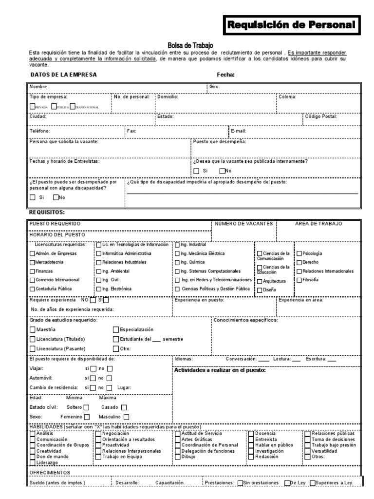 Requi Sic I On de Personal | PDF