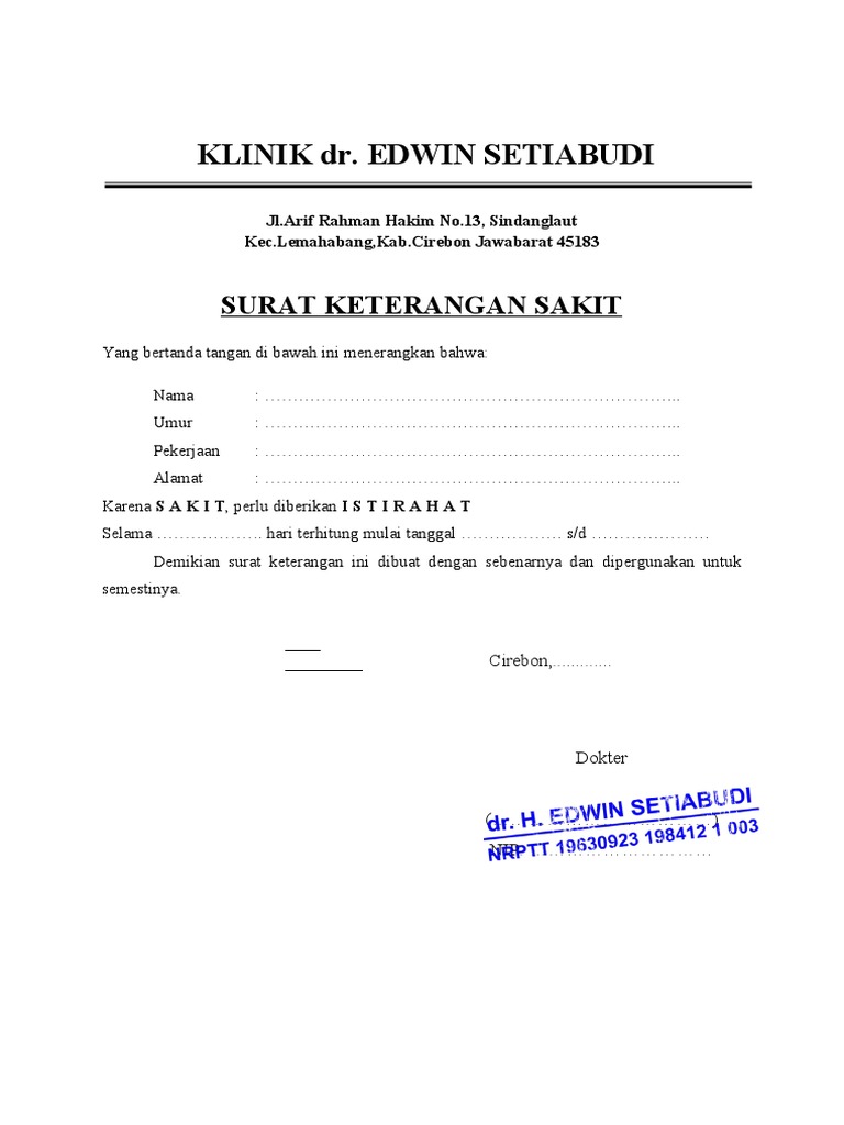 Tugas Surat Dokter | PDF | Kesehatan Holistik | Sains & Matematika