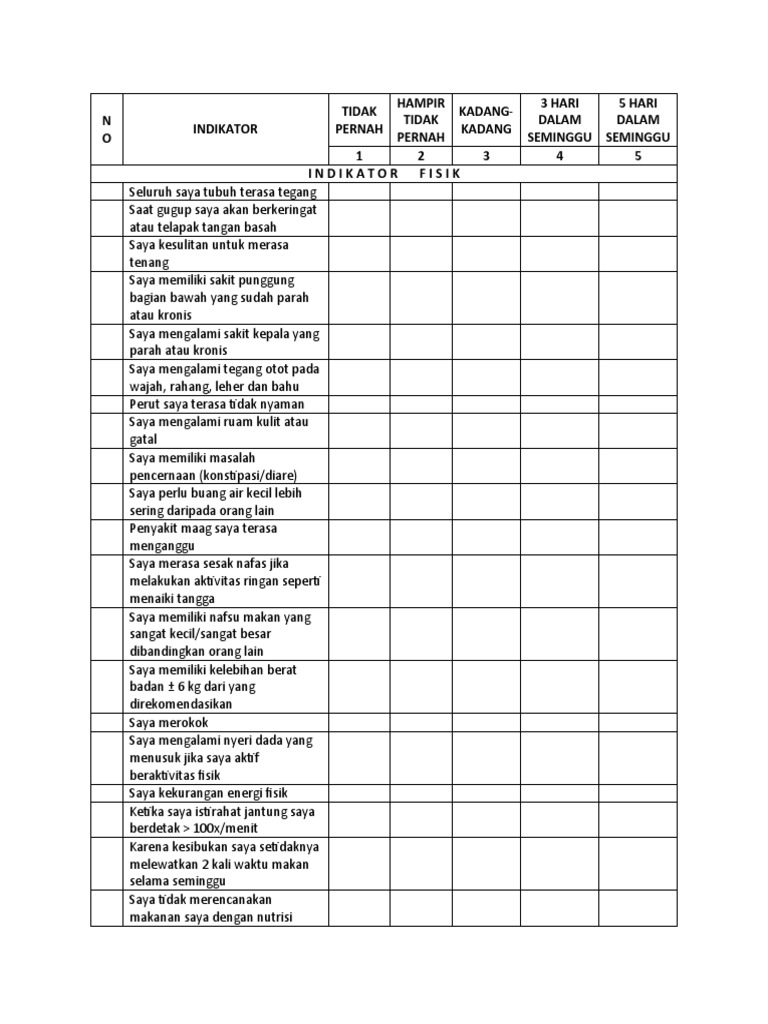 Stres Questioner Fisik | PDF | Kesehatan Holistik