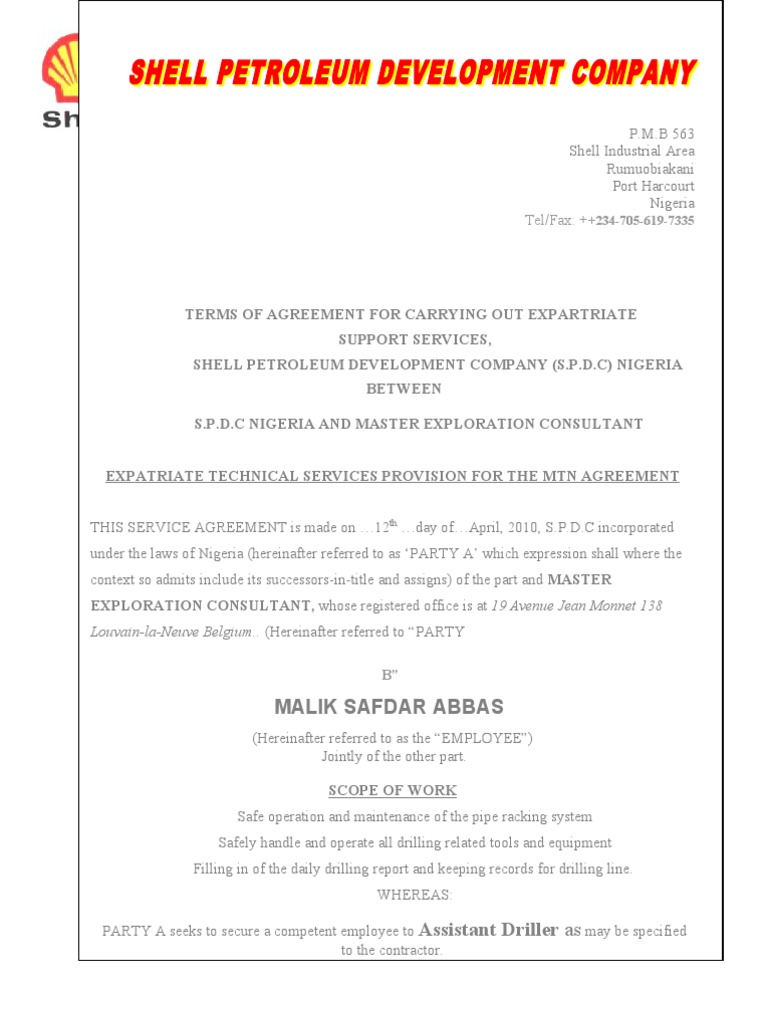 Shell Contract Term. | PDF | Employment | Indemnity