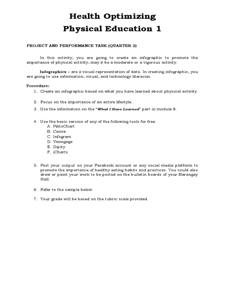 P.E Quarter 2 Performance Task | PDF | Infographics | Graphics