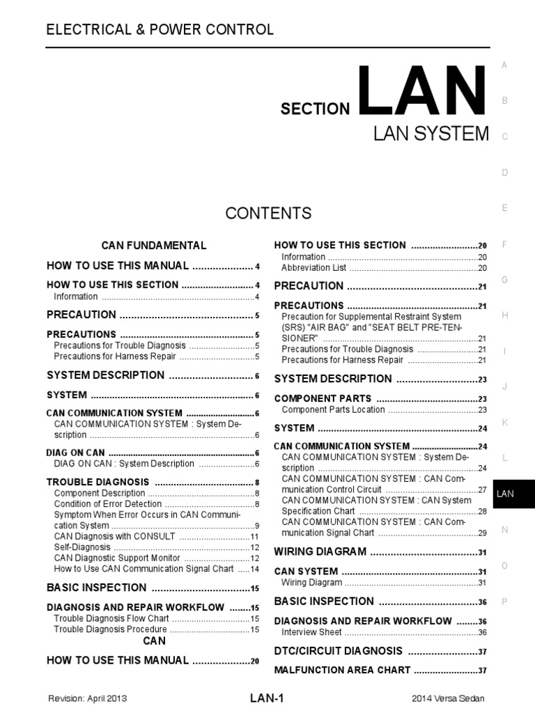 2014 Versa Sedan LAN System Manual | PDF | Medical Diagnosis ...