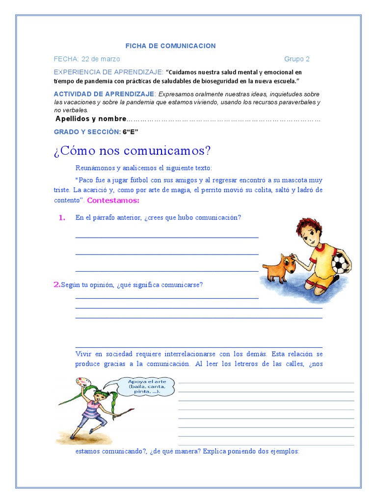 Ficha de Trabajo Comunicación | PDF | Cognición | Ciencia cognitiva