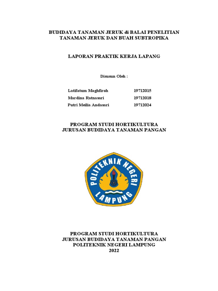 Laporan PKL Balitjestro - Revisi 1 | PDF
