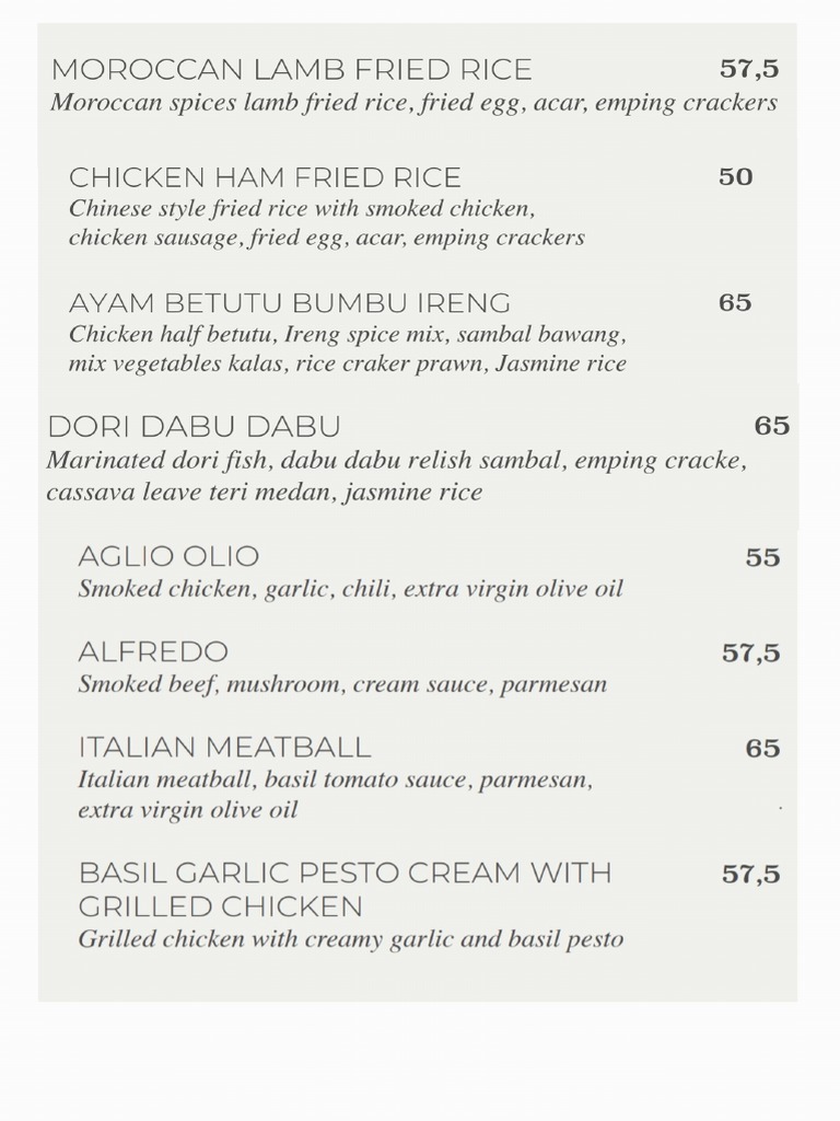 The Tavern Menu | PDF