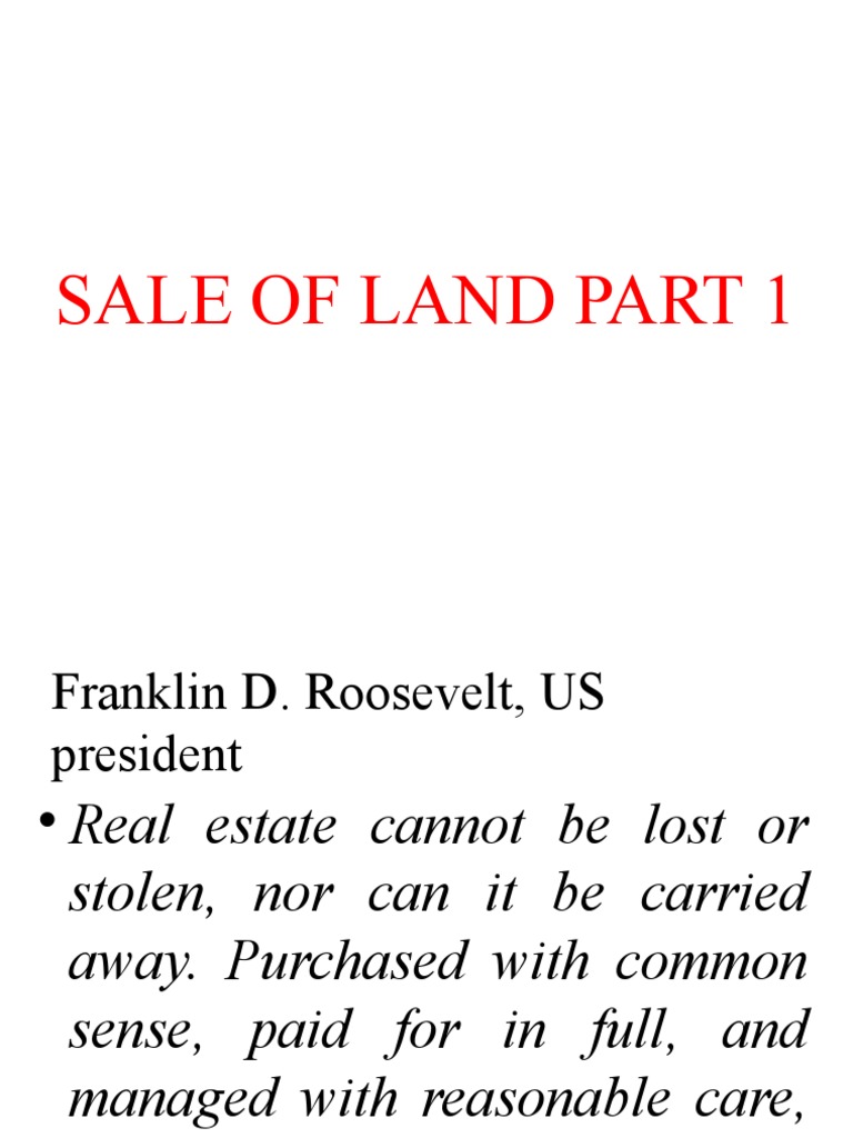 Sale of Land 1 | PDF | Conveyancing | Private Law