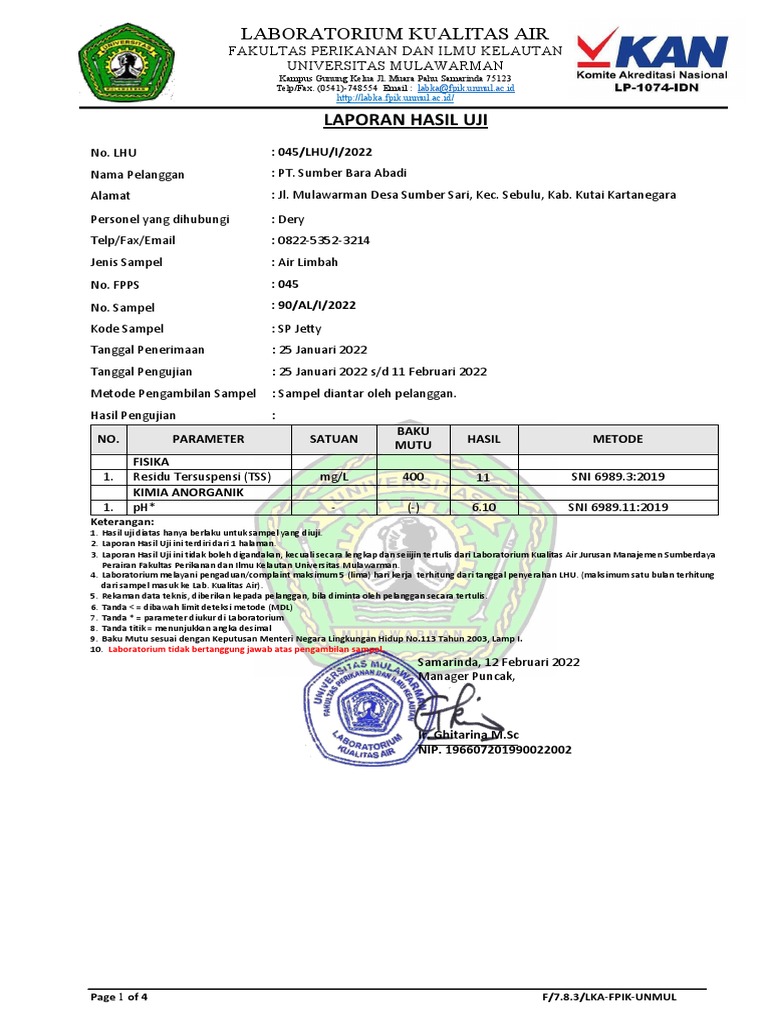 Laporan Hasil Uji | PDF