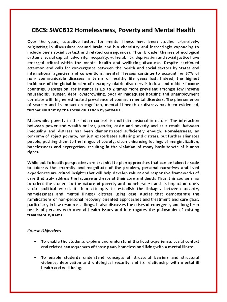 Homelessness, Poverty, and Mental Health Insights | PDF | Mental ...