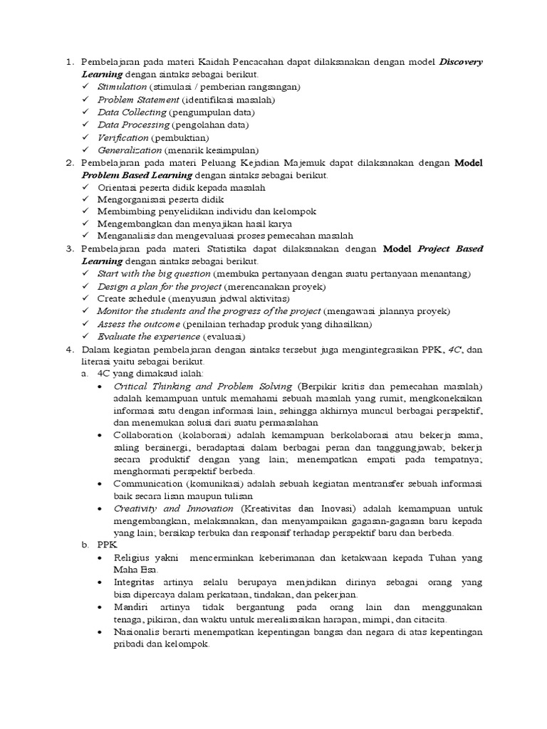 Rangkuman Model Pembelajaran | PDF