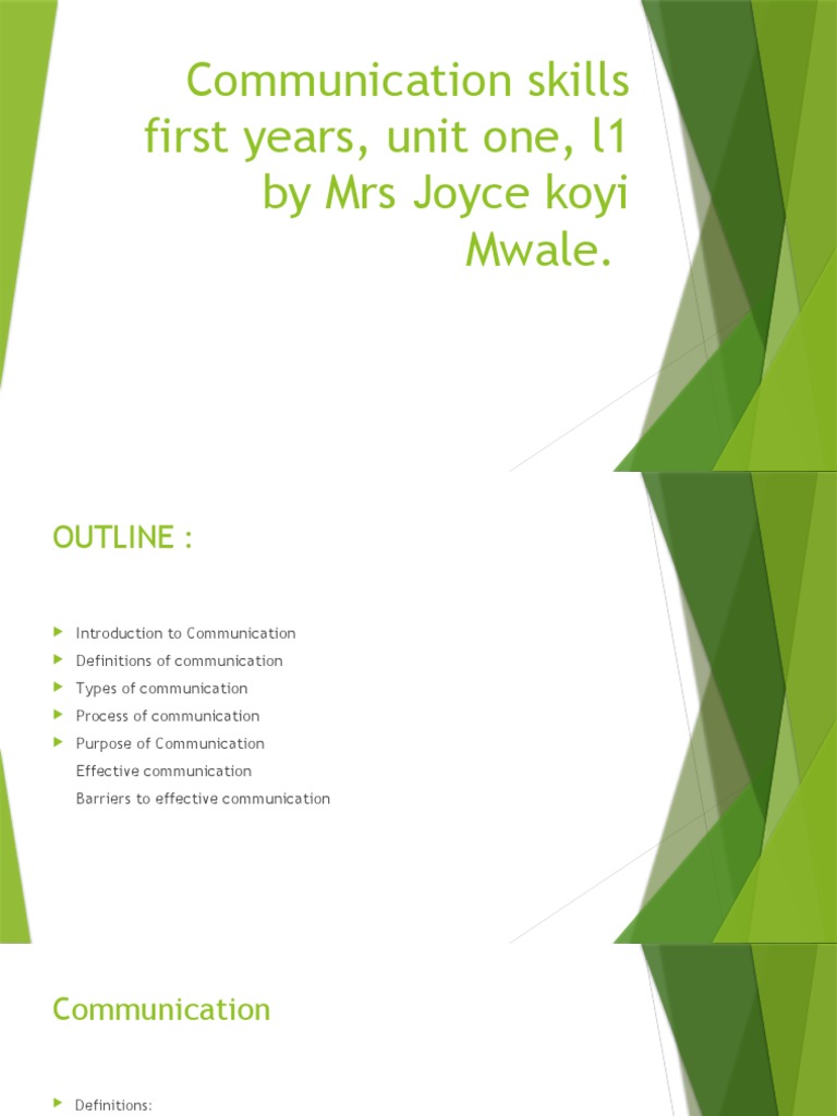 Communication Skills Overview for 1st Year | PDF | Communication ...