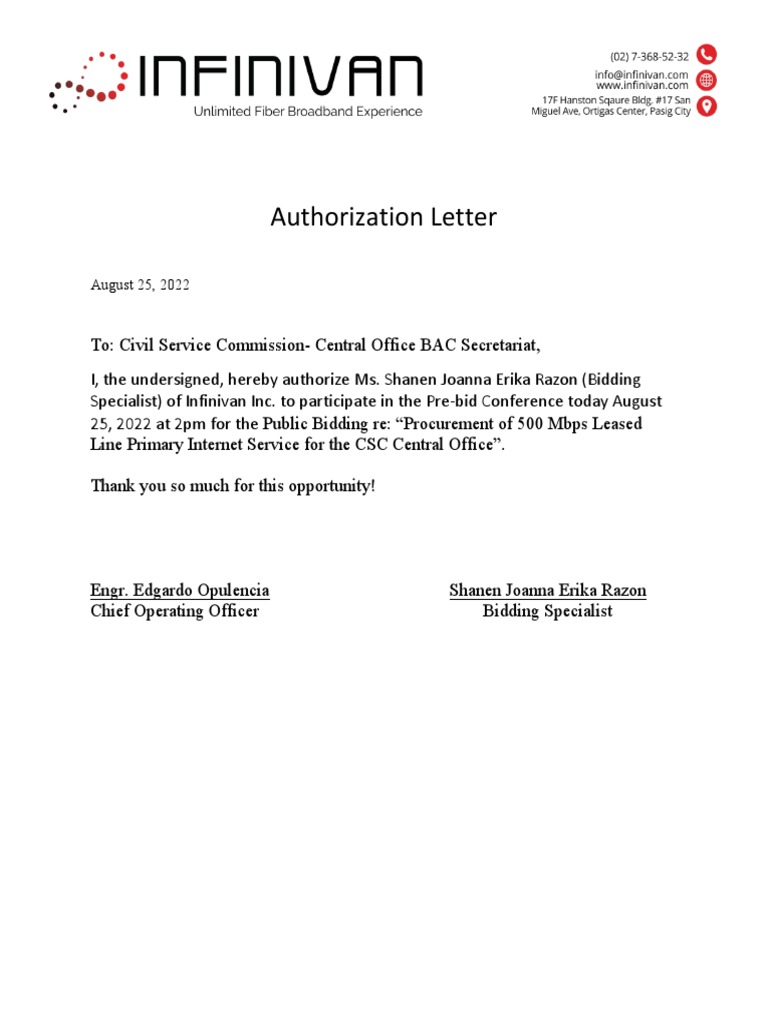 CSC Authorization Later | PDF