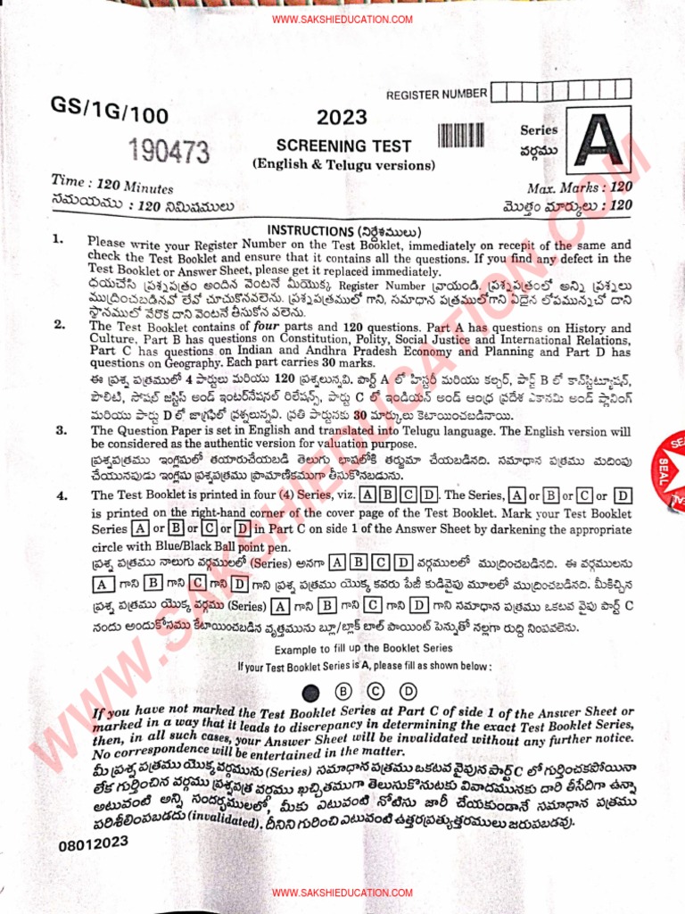 APPSC Group 1 Key Answers | PDF