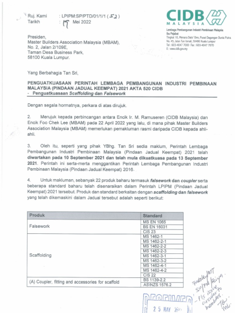 CIDB Penguatkuasa Perintah Lembaga Pembangunan Industri Pembinaan ...