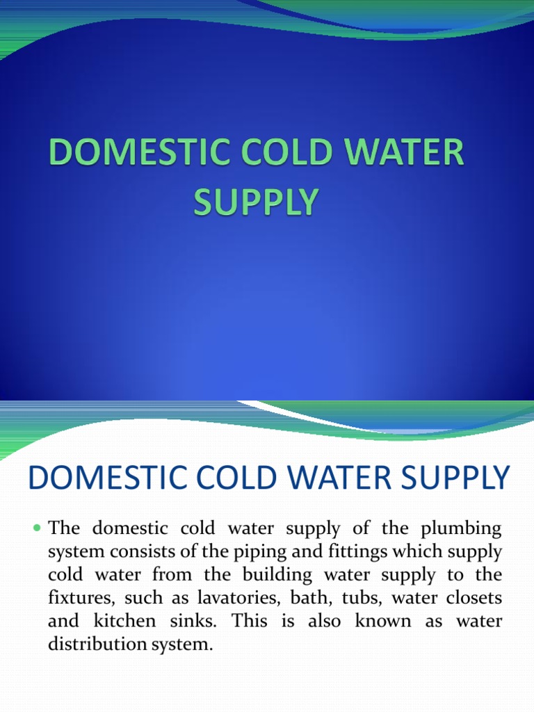 Domestic Cold Water Supply | PDF | Plumbing | Valve