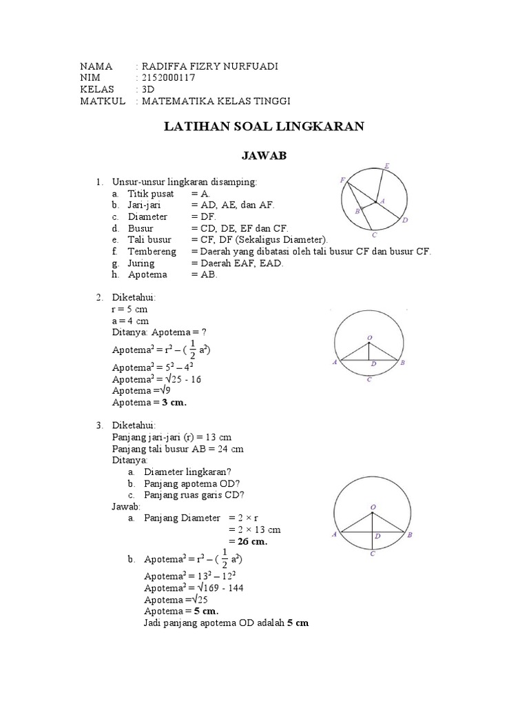 Latihan Soal Lingkaran | PDF