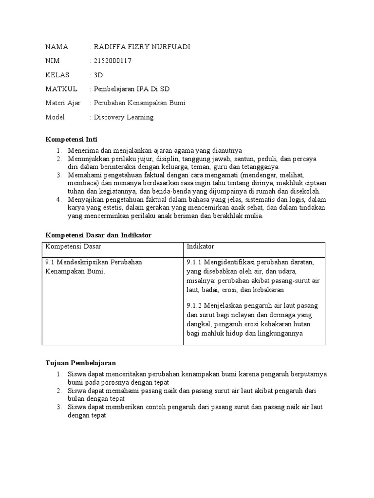 Sintaks Model DisLer IPA Kelas 4 | PDF