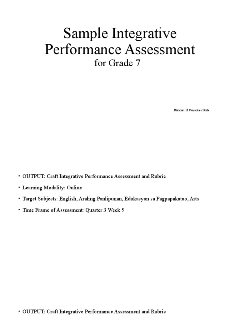 Integrative Performance Assessment Presentation | PDF | Learning ...