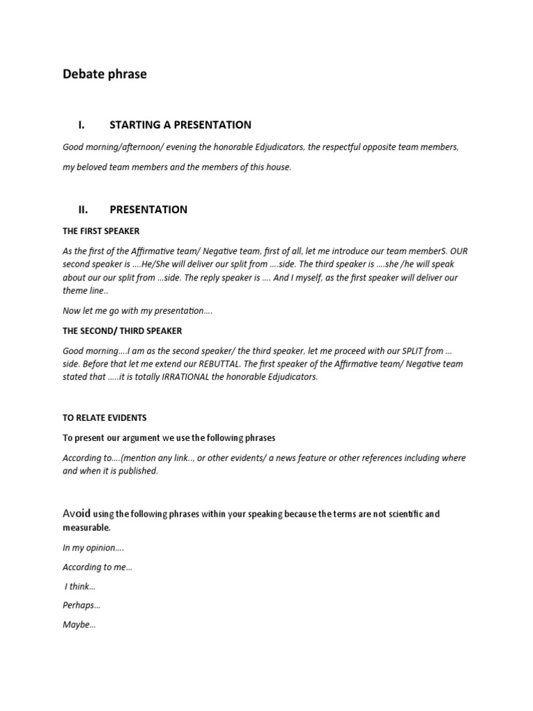 Effective Debate Presentation Guide | PDF