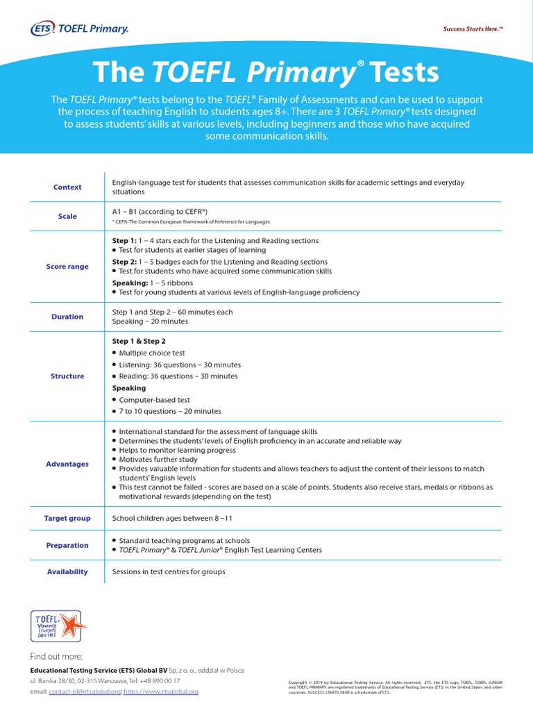 Ets - Toefl Primary - en | PDF | Test Of English As A Foreign Language ...