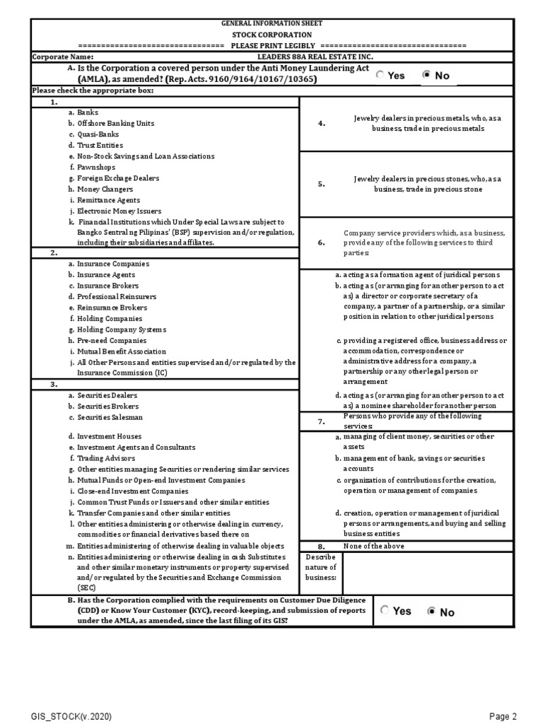 Is The Corporation A Covered Person Under The Anti Money Laundering Act ...