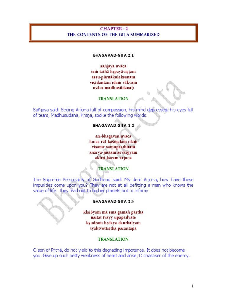 02 Chapter The Contents of The Gita Summarized | PDF | Bhagavad Gita
