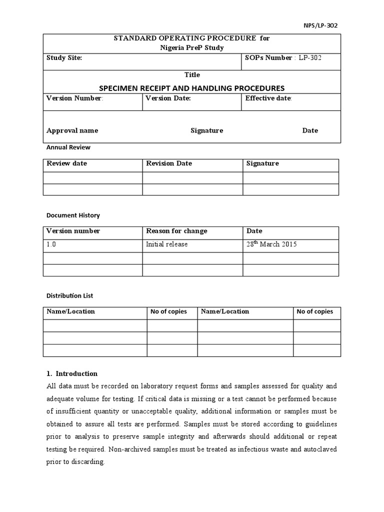 Nnaca Sop 302 | Download Free PDF | Blood Plasma | Laboratories