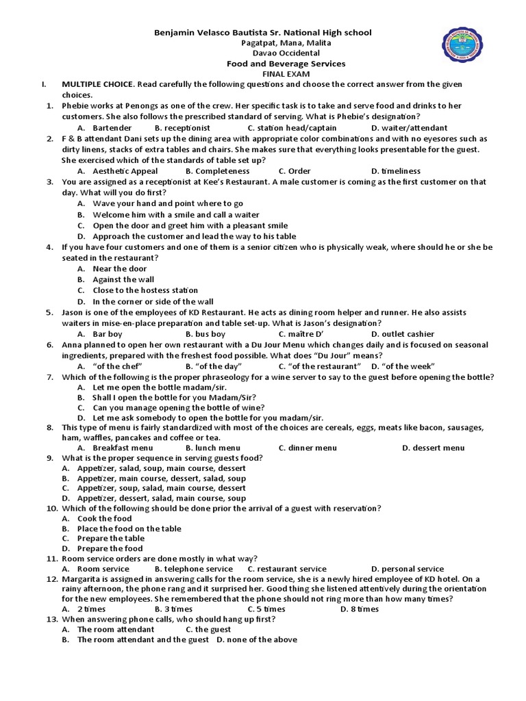 Fbs Final | PDF | Restaurants | Menu