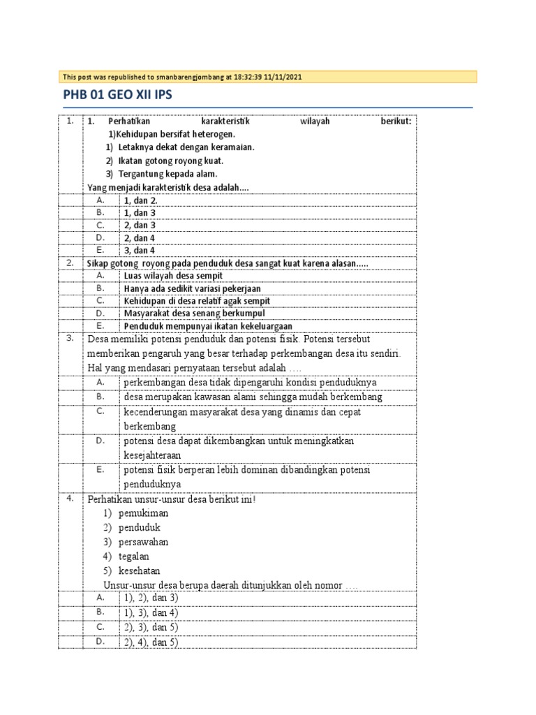 Format Soal GEOGRAFI | PDF