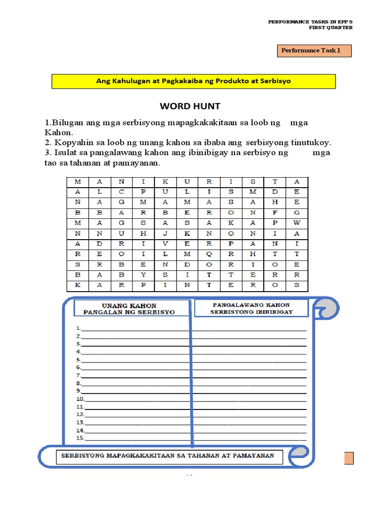 EPP 5 Performance Tasks | PDF