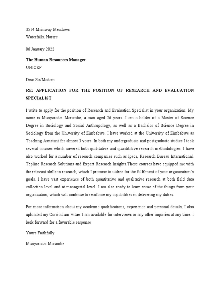 Application: Research & Evaluation Specialist | PDF