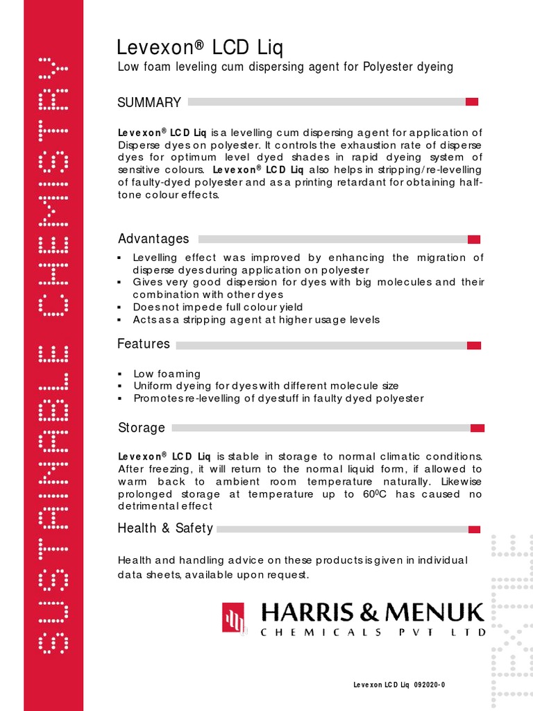 TDS Levexon LCD Liq | PDF | Dye | Polyester