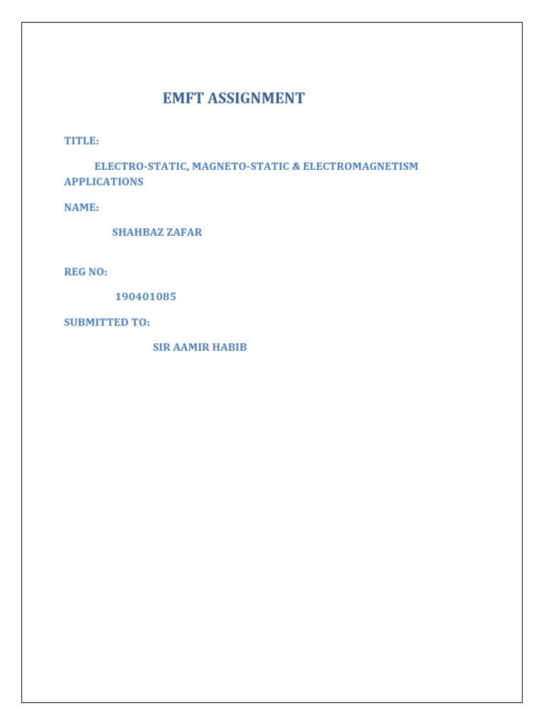 EMFT Applications for Engineers | PDF | Electrostatics | Electric Current