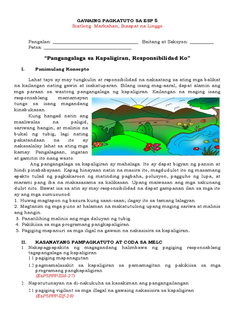 Learning Activity Sheets - ESP-5-Q3-Week 4 | PDF