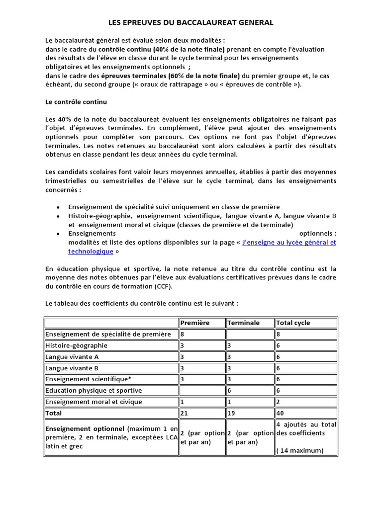 EPREUVES Du BAC | PDF