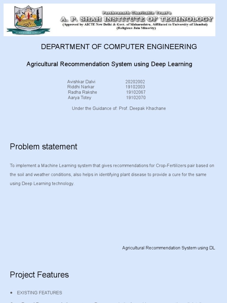 Major Project PPT 1 | PDF | Agriculture | Machine Learning