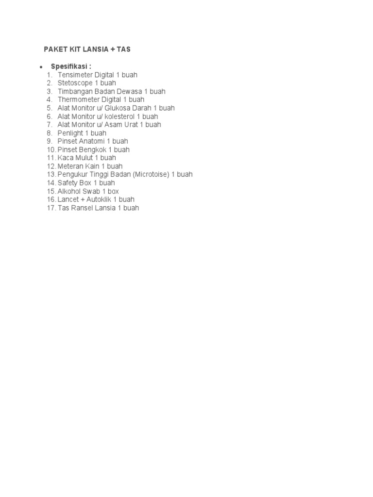 Paket Kit Lansia | PDF