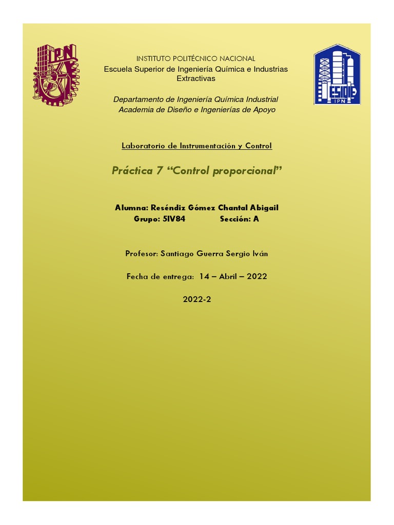 Práctica 7. Modo de Control Proporcional | PDF | Métodos y materiales ...
