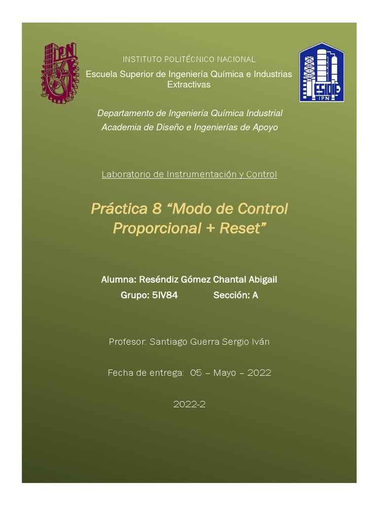 Práctica 8. Modo de Control Proporcional+Reset | PDF