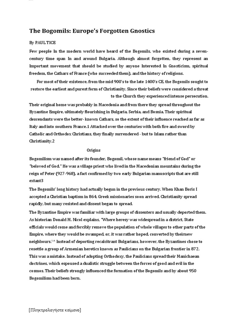 The Bogomils - Europe's Forgotten Gnosti.. | PDF | Catharism | Eastern ...