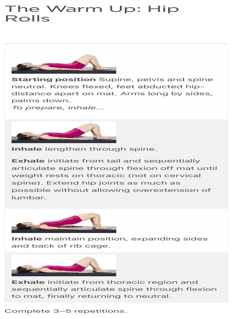 STOTT PILATES Warm Up Hip Rolls Merrithew® | PDF | Anatomical Terms Of ...
