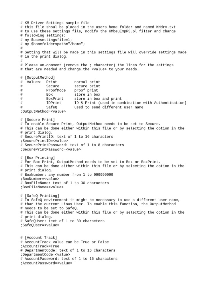 KM Driver Settings sample | PDF | Computer File | Utility Software