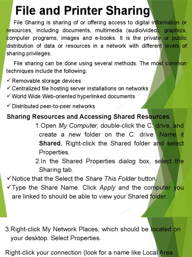 File and Printer Sharing Guide | PDF | Computer Network | Computer File