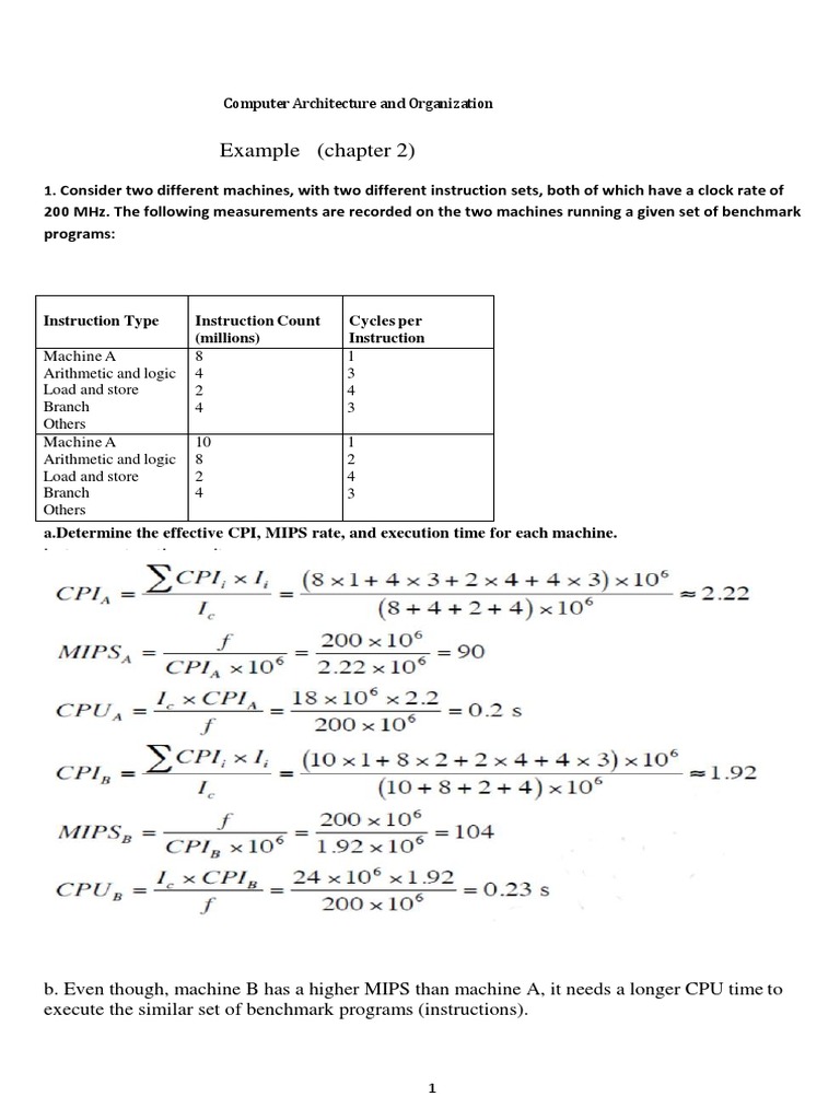 Computer Architecture and Organization Ch#2 Examples | PDF | Central ...