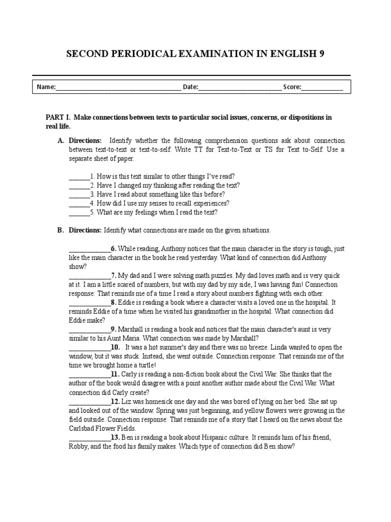 English 9 Exam | PDF | Romeo And Juliet