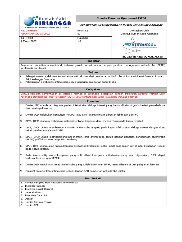 SOP Antimikroba Di IGD | PDF