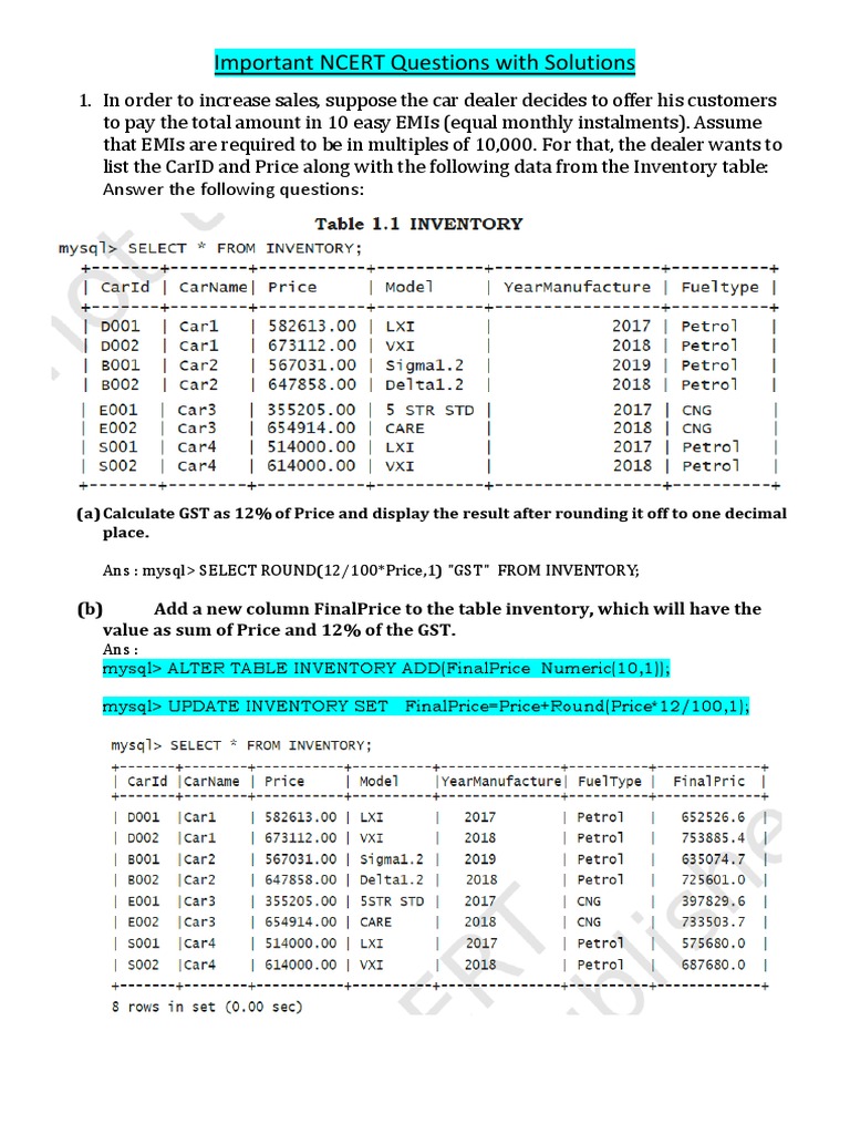 2E - NCERT Question With Answers | PDF | Value Added Tax | Computer Science