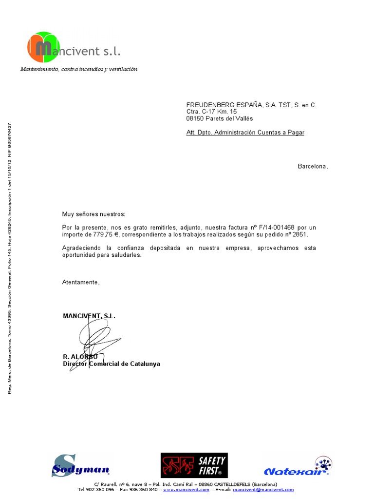 Carta Envio Facturas | PDF